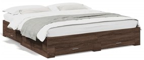Rám postele se zásuvkami hnědý dub 200x200 cm kompozitní dřevo