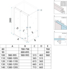 Rea Montana, sprchová kabina s posuvnými dveřmi 140x80cm, 6mm čiré sklo, zlatý matný profil, KPL-K2519