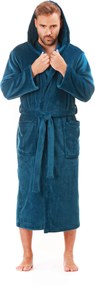 Unisex Petrolejový župan s kapucí Siena - 31 56 6430 nadměrné velikosti - 4XL