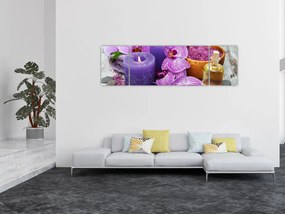 Obraz orchideí a svíček (170x50 cm)