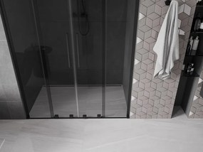 Mexen Velar L Duo, posuvné sprchové dveře do otvoru 160 cm, 8mm šedé sklo, černá matná, 871-160-003-42-70