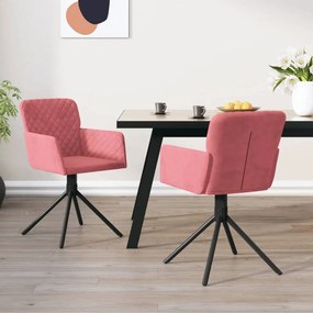 Otočné jídelní židle 2 ks růžové samet,  344794
