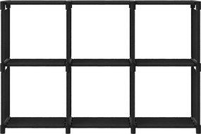 Výstavní police s 6 přihrádkami černá 103 x 30 x 72,5 cm textil 322606