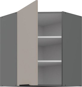 ARIA ta | horní kuchyňská skříňka 60x60 GN-72 1F (45°) rohová s policemi | 60x60 cm | antracit/béžová