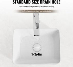 Moderní keramické umyvadlo 40,6 × 30,5 cm Koupelnová mísa na umyvadlo Bílá