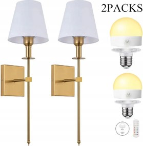 Moderní Set 2x Zlaté Nástěnné Lampy Se Stínítky Elegantní Design Zlaté