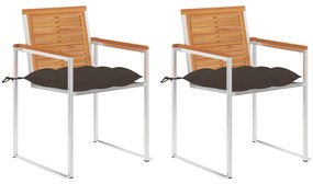 Zahradní židle s poduškami 2 ks masivní akáciové dřevo a ocel 3061511
