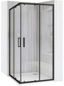 Čtvercový sprchový kout REA City 90x90 černý + sprchová vanička Savoy bílá
