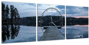 Obraz - Molo na jezeře (s hodinami) (90x30 cm)