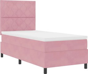 Postel s boxspringem s čelo Růžová 90 x 200 cm samet 3339877