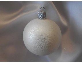 Vánoční koule 7 cm - mat SET/6ks - bílá krupice