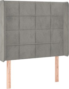 Box spring postel s matrací a LED světle šedá 100x200 cm samet 3139547