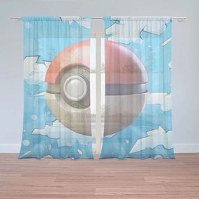 Sablio Záclony Pokemon ball Obloha: 2ks 150x250cm