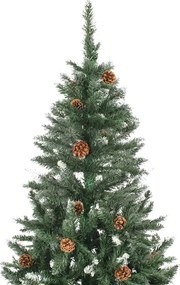 Umělý vánoční stromek se šiškami a bílými třpytkami 210 cm 284319