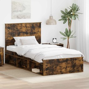 Rám postele Kouřový dub 100 x 200 cm Masivní borové dřevo 3411050