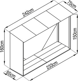 Přístřešek na dřevo G21 WOH 181 - 242 x 75 cm, hnědý [63900496]