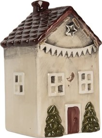 Béžový keramický domek na čajovou svíčku Lamont - 10*8*15 cm