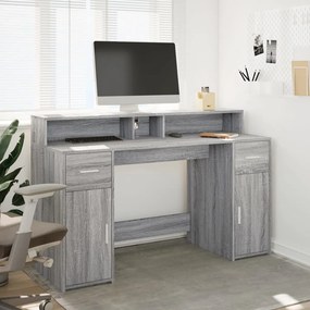 Psací stůl s LED šedý sonoma 140 x 55 x 91 cm kompozitní dřevo 3309425