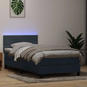 Box spring postel s matrací a LED tmavě šedá 80x220 cm samet 3316906