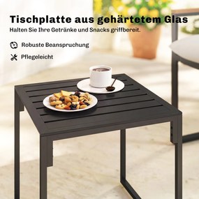 Bistro set pro 2 osoby, 3dílný zahradní bistro set s kovovým rámem a silnými polštáři