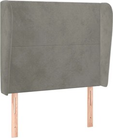 Čelo postele typu ušák světle šedé 103x23x118/128 cm samet 3117718