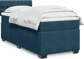 Box spring postel s matrací modrá 100 x 200 cm samet 3288544