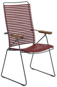 Červená plastová polohovací zahradní židle HOUE Click