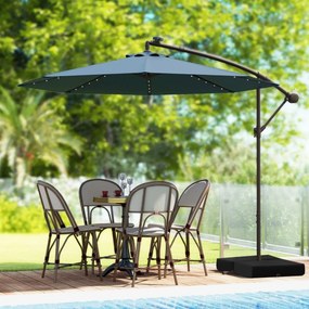 Costway Ø 300 cm konzolový deštník se 40 solárními LED světly a pytli s – modrý