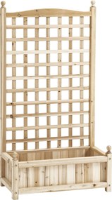 Vyvýšený zahradní truhlík Outsunny s treláží a obloukem pro popínavé rostliny, 64 x 28 x 120 cm