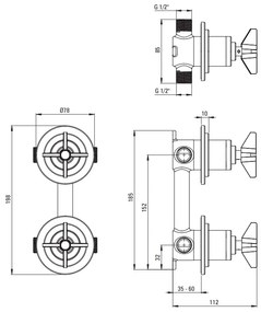 Deante Temisto, Sprchová baterie, podomítková, se sprchovým spínačem ,chrom, BQT_044P