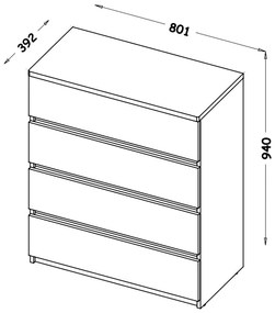 Komoda Alpina 5, dub/bílá