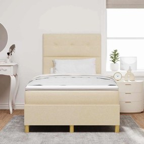 Postel s boxspringem s čelo Krémová 120 x 200 cm textil 3339614