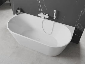 Mexen Oval volně stojící vana přisazená ke stěně 160 x 80 cm, bílá, bílý přepad - 52671608000-20