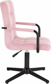 LuxuryForm DESIGN Otočná židle VERONA BLACK VELUR na černém kříži - růžová