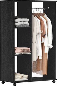 HOMCOM Skříň na kolečkách s otevřeným designem pro oblečení s ramínkovou tyčí a policemi organizátor pro ložnici 80x40x128 cm Černá | Aosom
