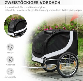 PawHut přívěs pro psy přívěs na kolo přívěs pro přepravu psů kolo bílé+černé 130x73x90cm | Aosom