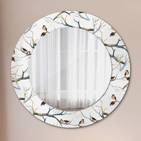 Kulaté dekorativní zrcadlo Větve vrabců ptáků fi 50 cm