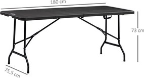 Outsunny skládací zahradní stůl pro 6 osob, bufetový stůl s ocelovým rámem, terasový stůl vzhled dřeva 180 x 75,5 x 73 cm, tmavě šedý | Aosom.de