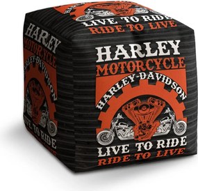 Sablio Taburet Cube Harley-Davidson Live to ride, ride to live - 50x50x50 cm
