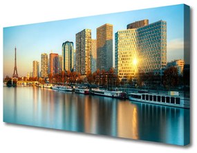 Obraz na plátně Město Moře Domy Paříž 125x50 cm