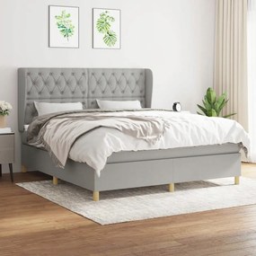 Box Spring Postel S Matrací Textil Světle Šedá Prošívaný design 160 x 200