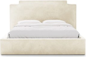 Slonovinová čalouněná dvoulůžková postel s úložným prostorem s roštem 160x200 cm Princess – Micadoni
