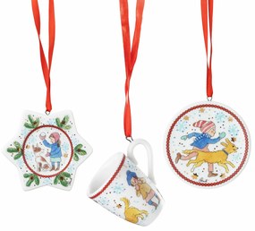 Rosenthal Vánoční set 3 porcelánové mini ozdoby, Vánoční radovánky, 6 cm 02485-727496-28673