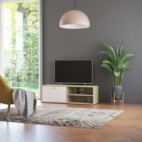 vidaXL TV stolek 120 x 34 x 37 cm dřevotříska [801155] Barva: bílá a dub sonoma