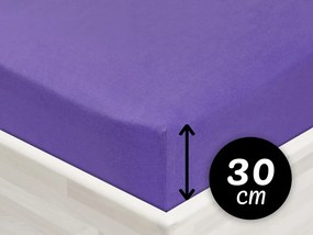 Jersey napínací prostěradlo na vysokou matraci JR-013 Fialové 90 x 200 - výška 30 cm