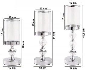 SADA 3x Svícen lesklý chrom