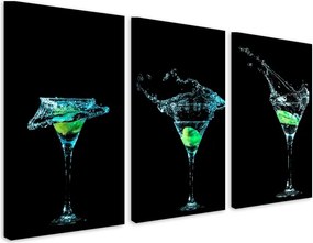 Obrazy na plátně do obývacího pokoje Triptych na zeď Martini s limetkou 90x180
