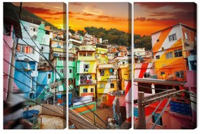 Vícedílný obraz Centrum Města Rio De Janeiro A Barevná Favela Nedostatek Nedostatek Přírodní plátno 150x100