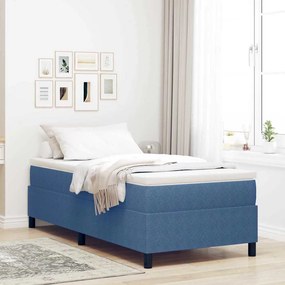 Postel s boxspringem Modrá a bílá 100 x 200 cm Žebrovaná látka 3337450