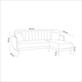 Atelier del Sofa rozkládací rohová pohovka AQUA růžová pravý roh 867UNQ1406